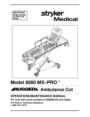 Fillable Online Stryker Medical RUGGED 6080 MXPRO Operation & ... Fax ...