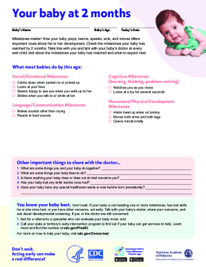 Fillable Online Developmental Milestone Checklist for WIC - English Fax ...