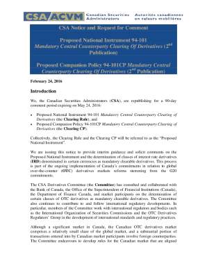 Fillable Online CSA Notice and Request for Comment - Proposed NI 94 ...