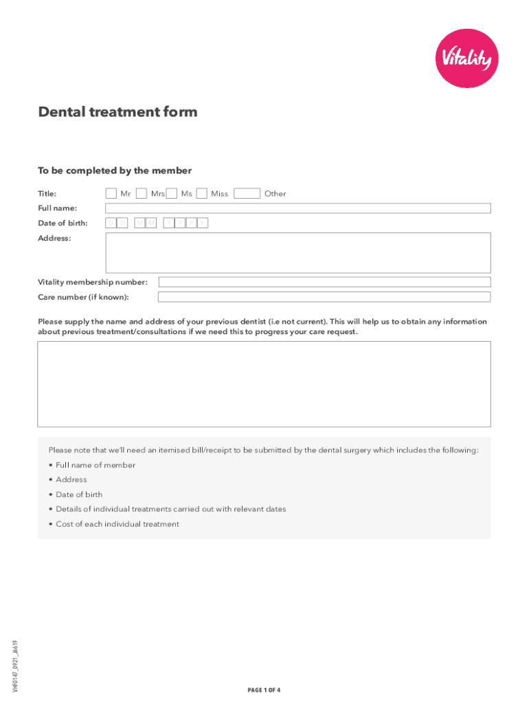 Fillable Online Dental treatment form Fax Email Print - pdfFiller
