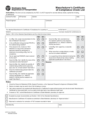 Fillable Online wsdot wa DOT Form 350-572 Manufacturer's Certificate of ...