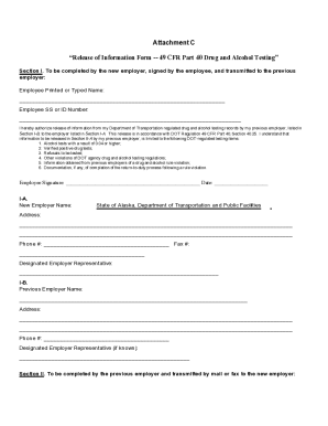 Fillable Online dot alaska Attachment C Release of Information Form ...