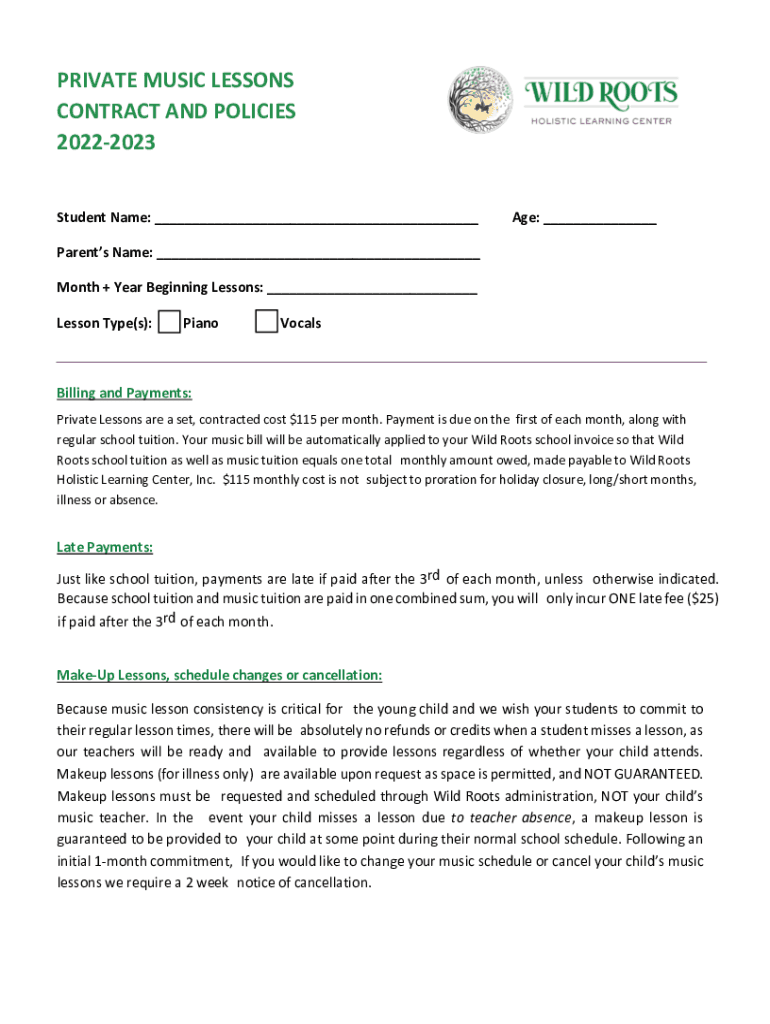 Fillable Online Lessons Request FormCollege of Fine Arts Fax Email Print - pdfFiller