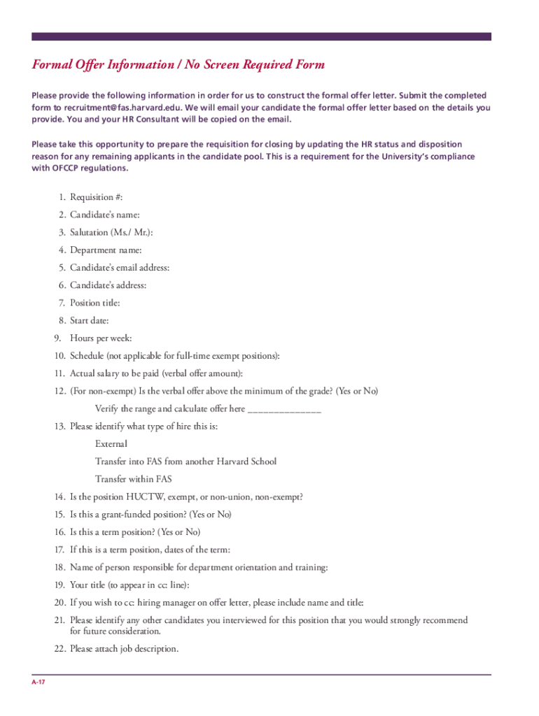 Fillable Online Formal Job Offer Letter Sample Template Fax Email Print ...