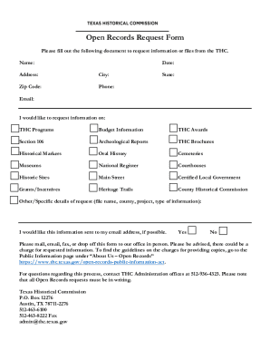 Fillable Online Open Records Request Form - Texas Historical Commission ...