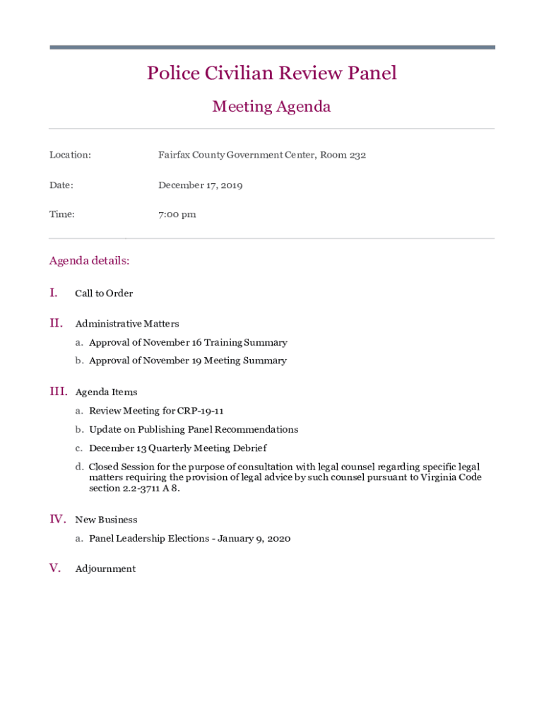 Fillable Online Fairfax County Police Civilian Review Panel Fax Email ...