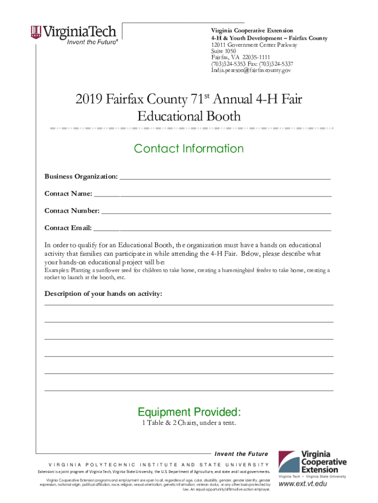Fillable Online 4-H Fair Educational Booths. 4-H Fair Educational ...
