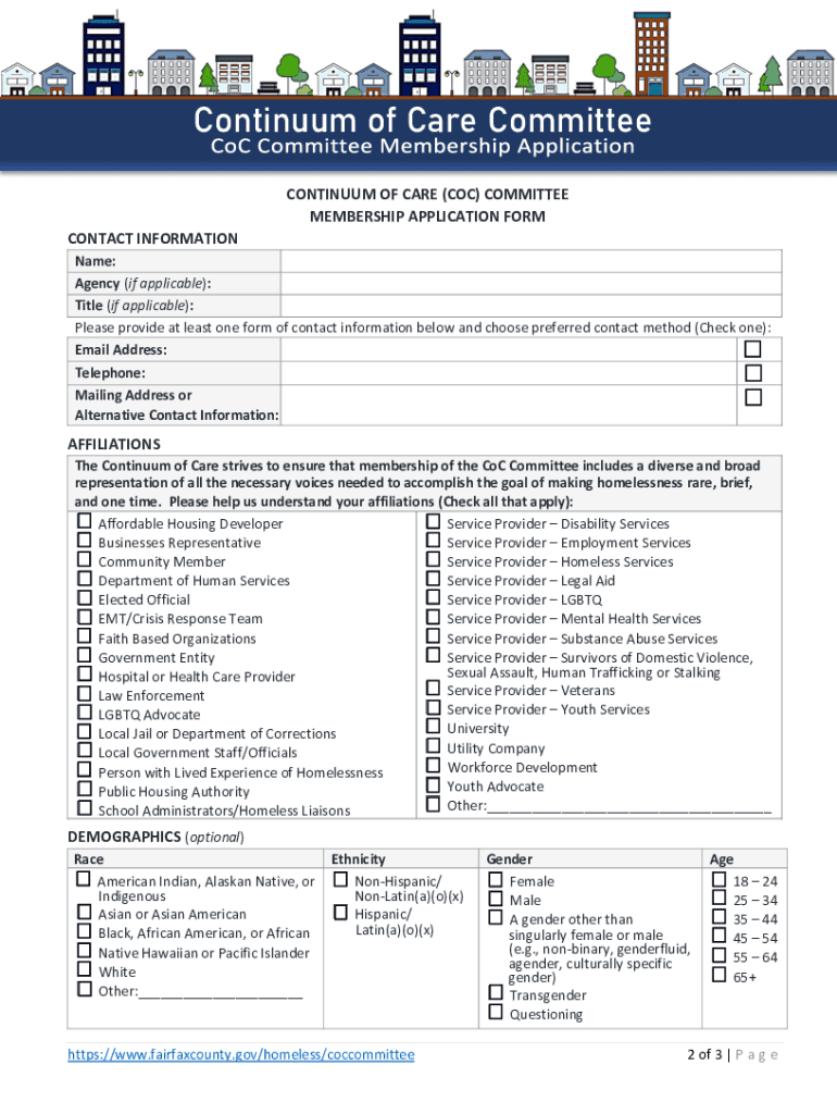 Fillable Online Continuum of Care Committee Fax Email Print - pdfFiller