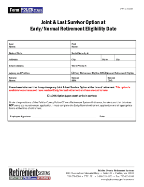 Fillable Online Joint & Last Survivor Option at Fax Email Print - pdfFiller