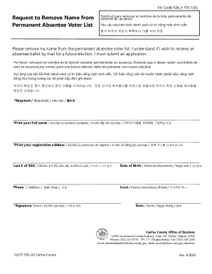 Completable En línea Request to Remove Name from Permanent Absentee ...