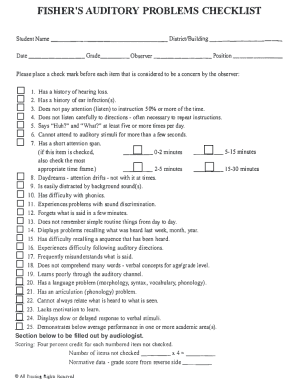 Fillable Online FISHER'S AUDITORY PROBLEMS CHECKLIST Fax Email Print ...