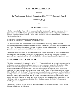 Fillable Online PRIEST-IN-CHARGE LETTER OF AGREEMENT Fax Email Print ...