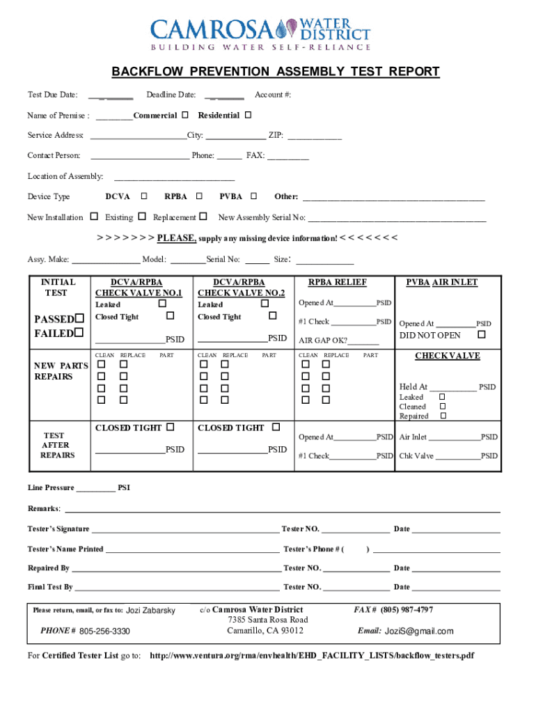 Fillable Online backflow prevention assembly test report form Fax Email ... Fillable Online backflow prevention assembly test report form Fax Email ...