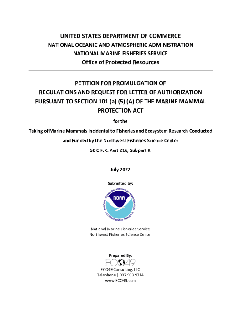 Fillable Online Request for Letter of Authorization for the Taking of ...