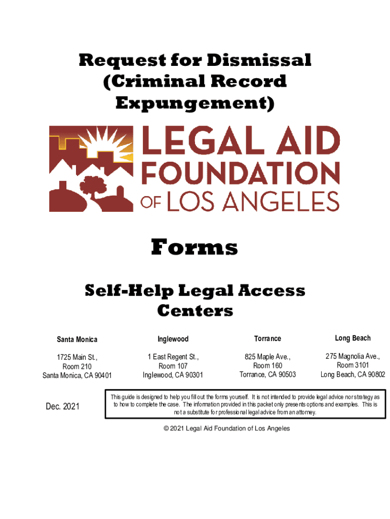 Fillable Online Request for Dismissal (Criminal Record Expungement ...