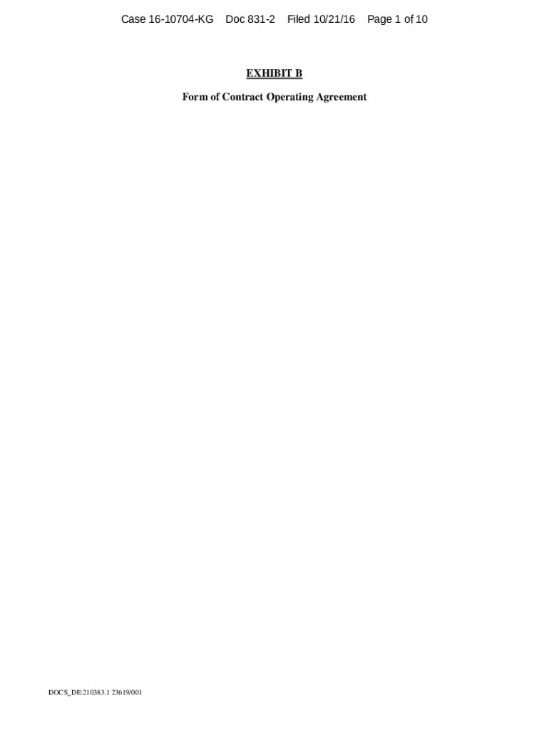 Fillable Online EXHIBIT B Form of Contract Operating Agreement Case 16 ...