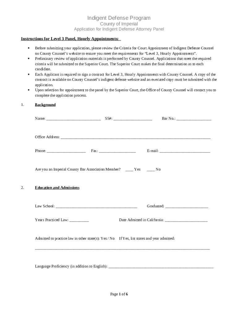 Level 3 Attorney Application - County Counsel Doc Template | pdfFiller