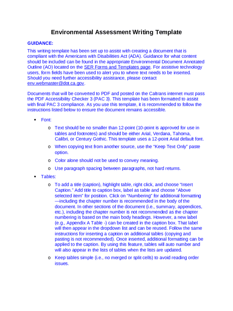 Environmental Assessment Tools and Templates - dot ca Doc Template ...