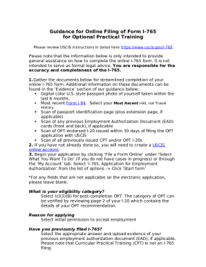 Filing I-765: OPT & STEM OPT Doc Template | pdfFiller
