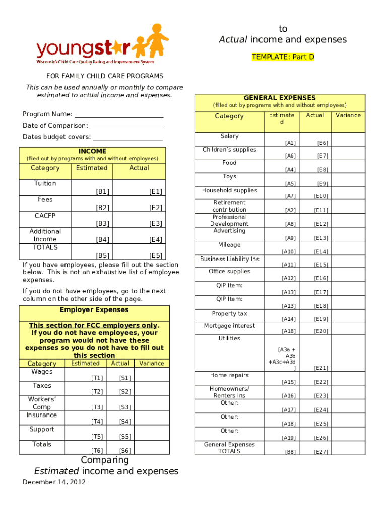Tools to Help Family Child Care Programs Create Budgets - dcf wisconsin ...