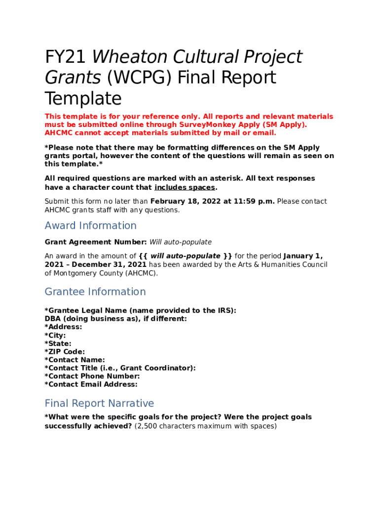 FY21 Final Report Instructions and s Doc Template | pdfFiller