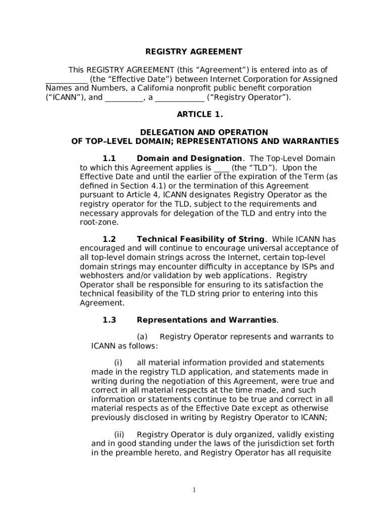 2013 Registrar Accreditation Agreement 1. ... Doc Template | pdfFiller