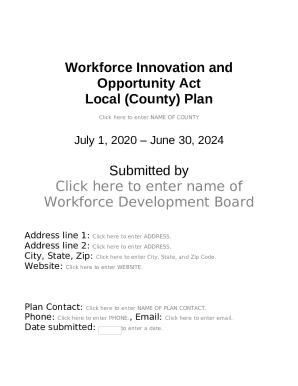 Workforce Innovation and Opportunity Act Local (County) Plan Doc ...
