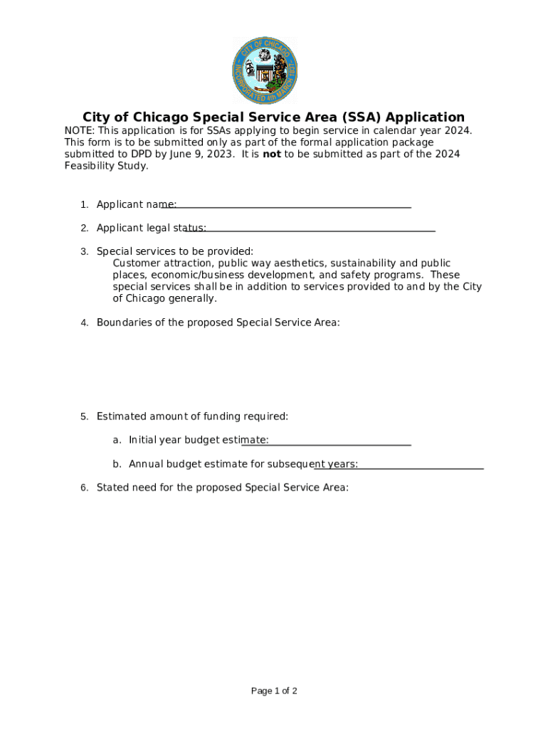 Instructions for completing a Special Service Area (SSA) ... Doc ...