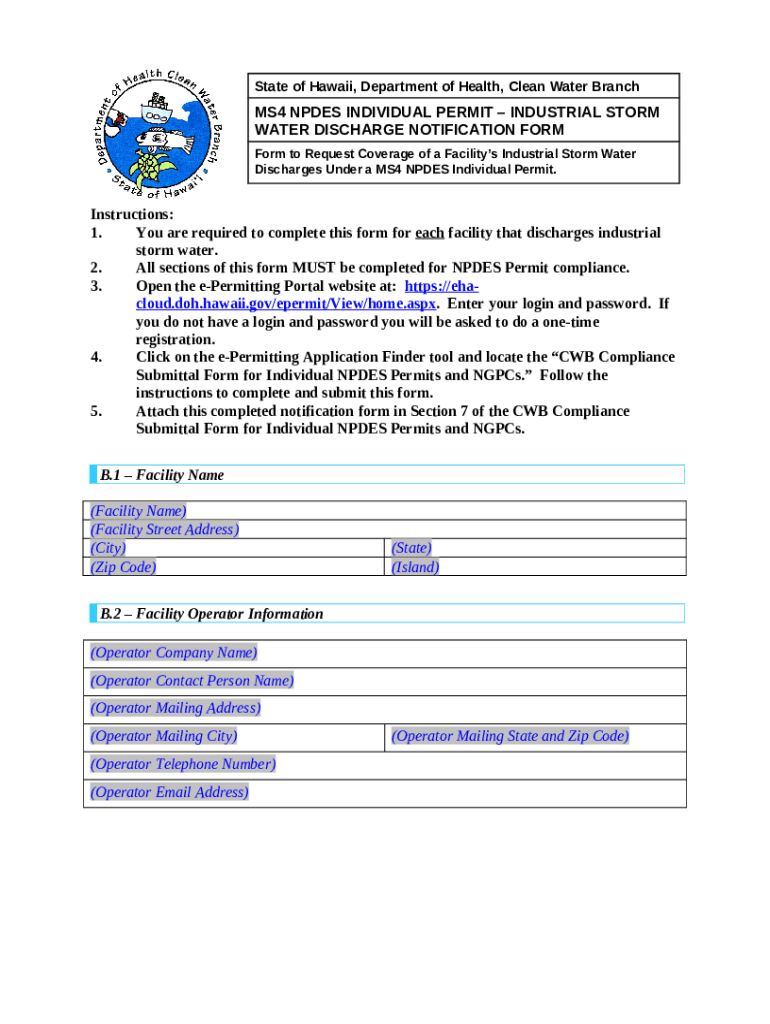 Industrial storm water permit sWisconsin DNR Doc Template | pdfFiller