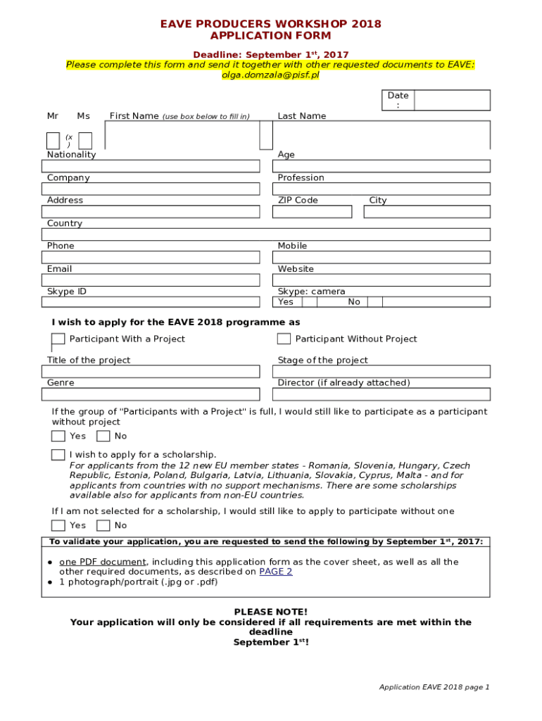 Application--EAVE-Producers-Workshop-2022. ... Doc Template | pdfFiller