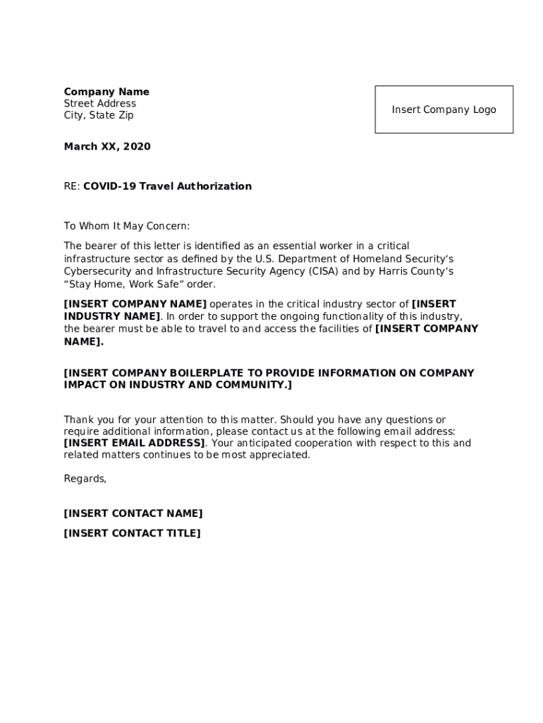 Sample Letter Template for Construction Employee Travel Doc Template ...