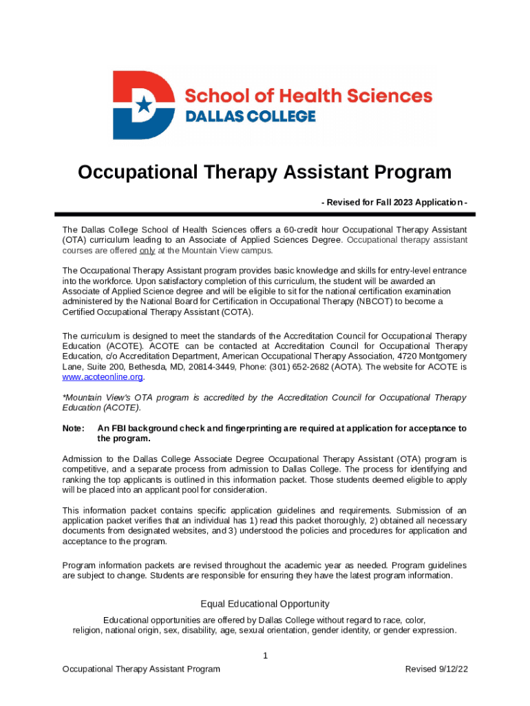Health & KinesiologyMaster of Occupational Therapy Doc Template | pdfFiller