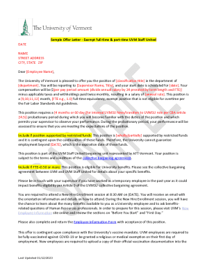Sample: Exempt Position Offer Letter Company Letterhead Doc Template ...