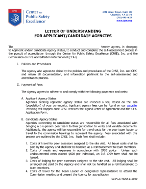 Fillable Online Letter of Understanding for Applicant/Candidate ...