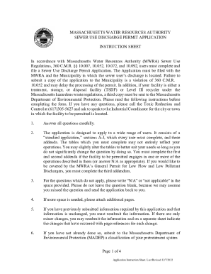Fillable Online sewer use discharge permit application instruction sheet Fax Email Print - pdfFiller