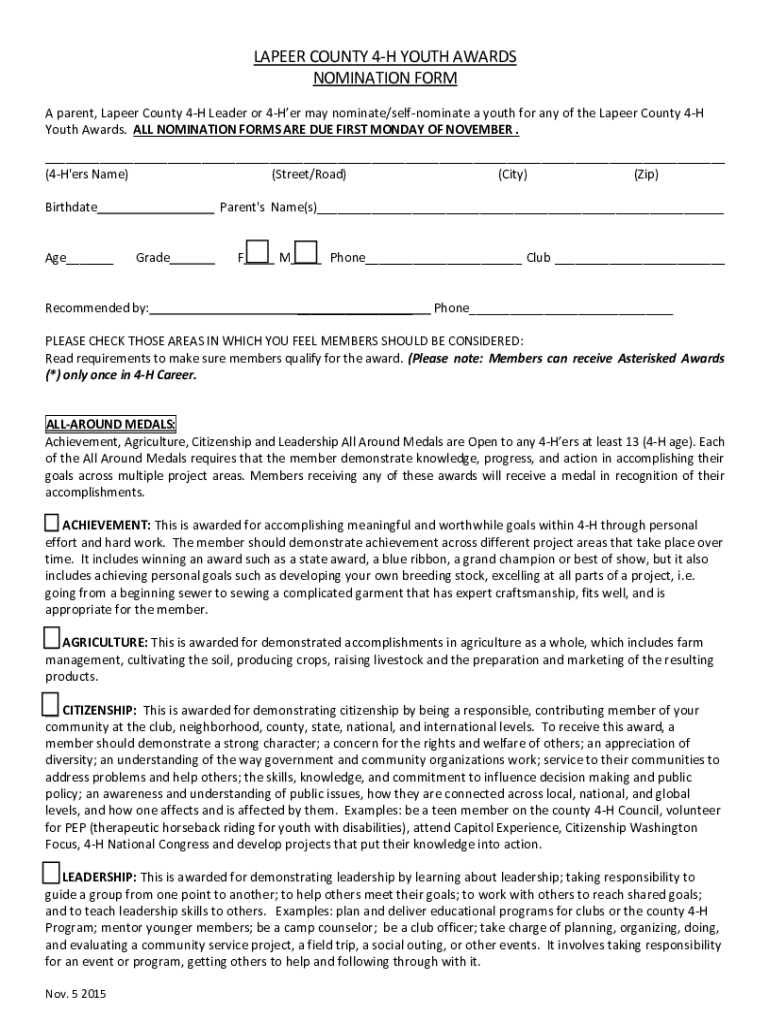 Fillable Online 4-H Member Forms and Applications - Champaign County Fax Email Print - pdfFiller