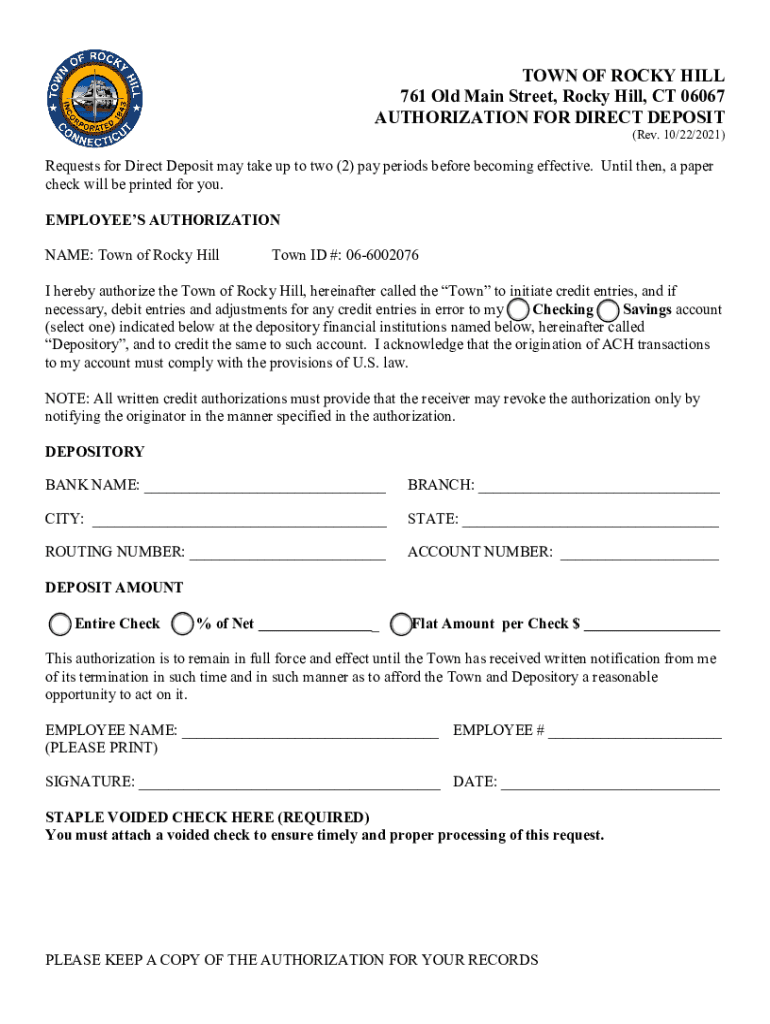 Fillable Online authorization for direct deposit Fax Email Print - pdfFiller
