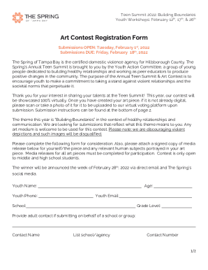 Fillable Online Art Contest Registration Form Fax Email Print - pdfFiller