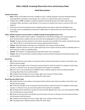 Fillable Online ASQ-3, ASQ/SE, Screening Observation Form and Summary ...
