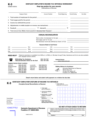 Fillable Online kentucky employer's income tax withheld worksheet Fax ...