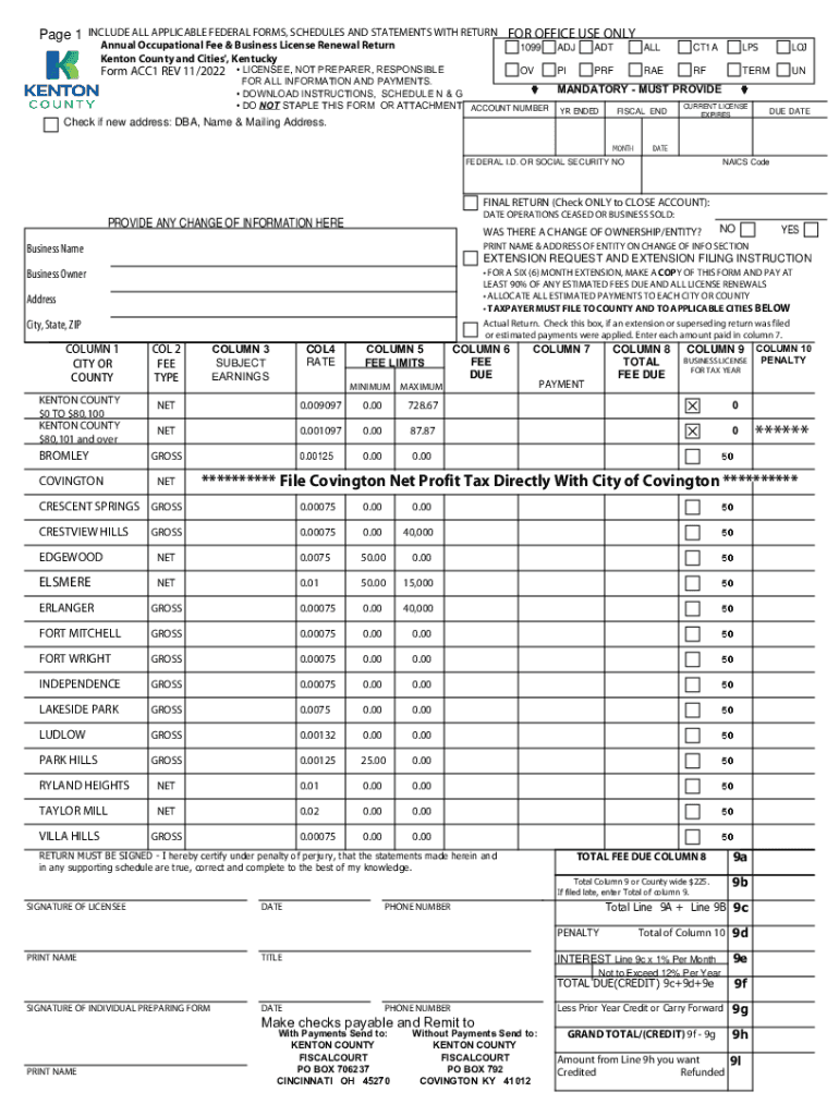 Fillable Online Annual Occupational Fee & Business License Renewal ...