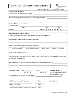 Fillable Online Student Service Learning/ Volunteer Validation Form Fax ...