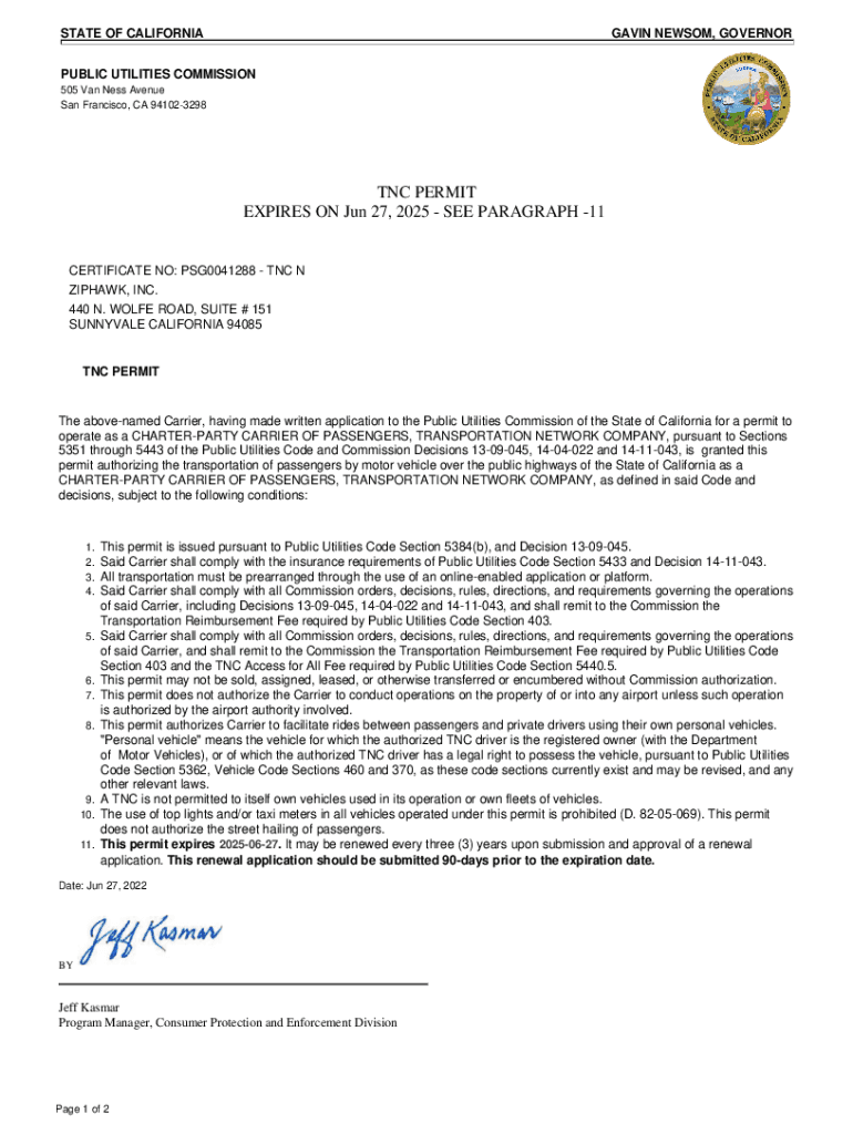 Fillable Online TNC PERMIT Fax Email Print - pdfFiller