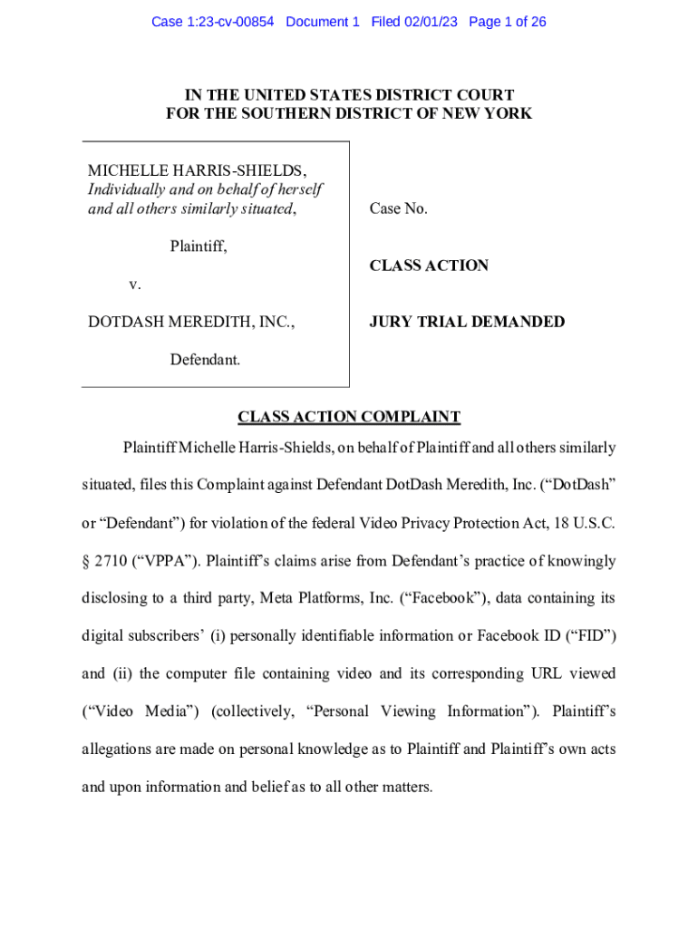 Fillable Online Harris-Shields v. DotDash Meredith, Inc. - 1:23-cv ...