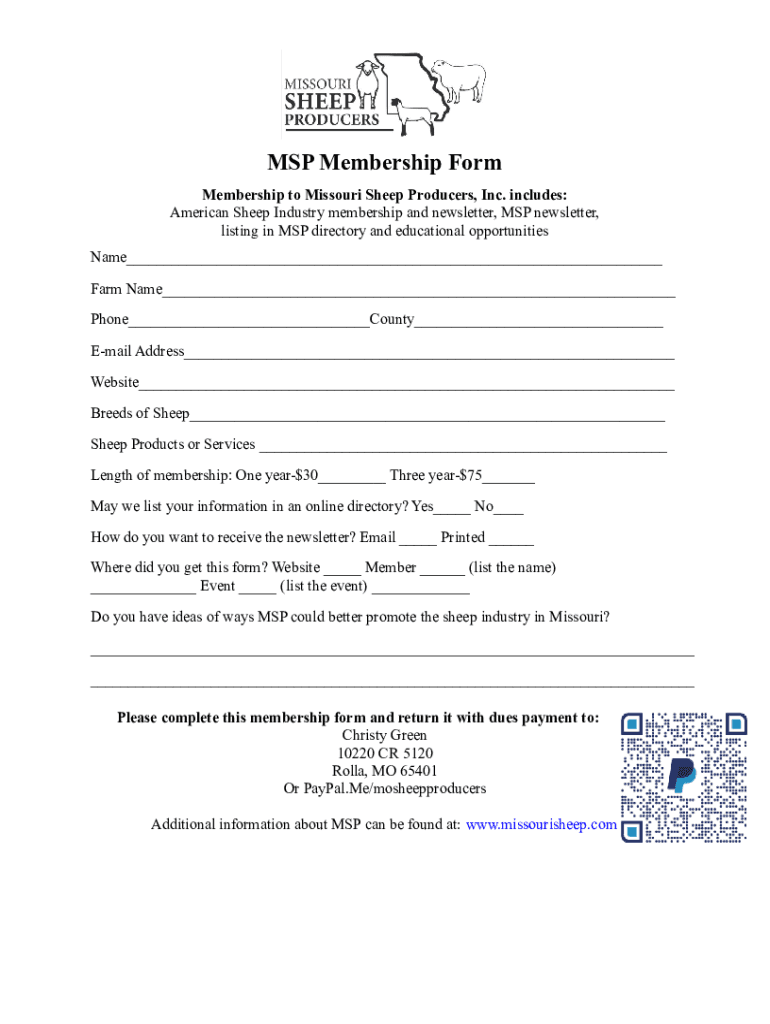 Fillable Online MSP Membership Form Fax Email Print - pdfFiller