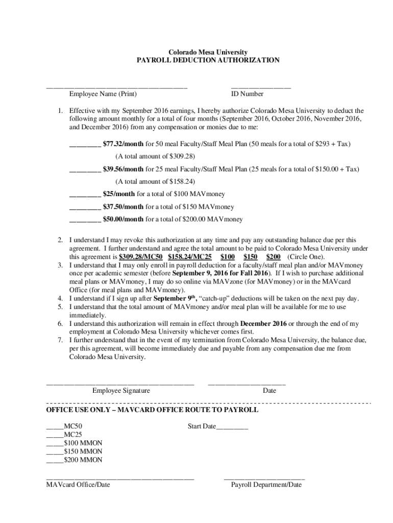 Fillable Online Student Employee PayrollColorado Mesa University Fax Email Print - pdfFiller