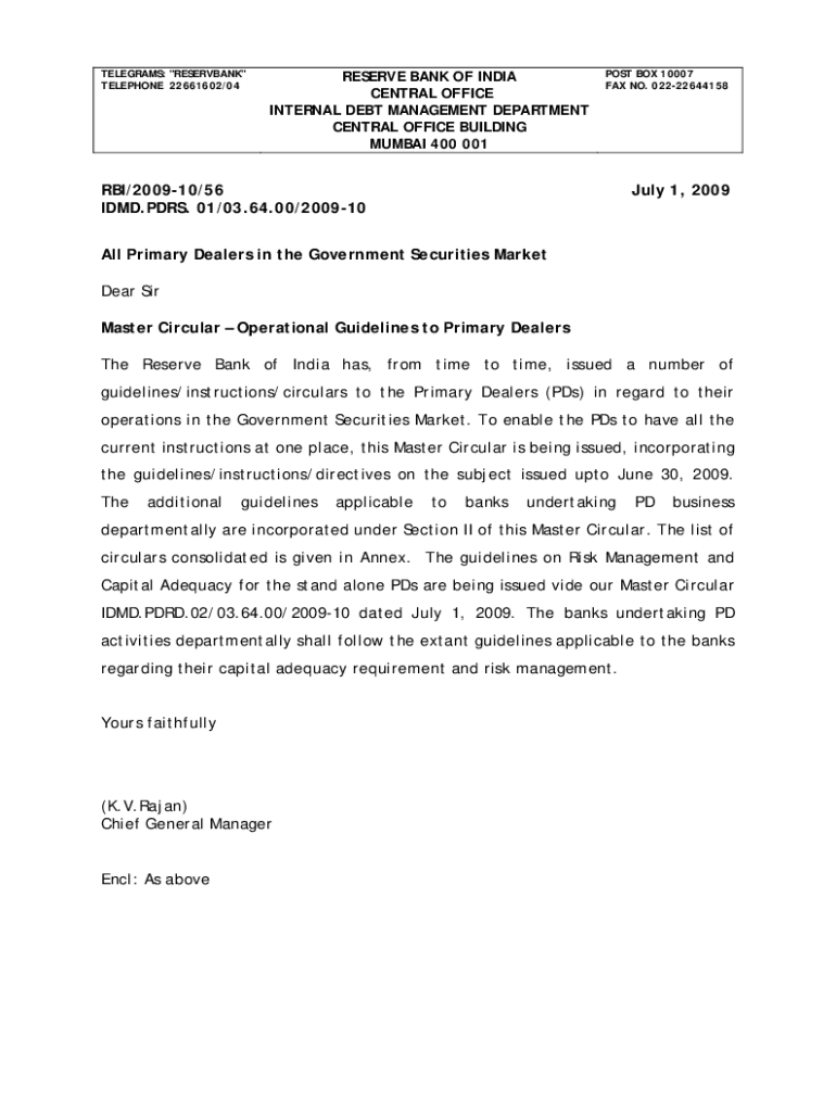 Fillable Online TELEGRAMS: RESERVE BANK OF INDIA POST BOX 10007 Fax ...