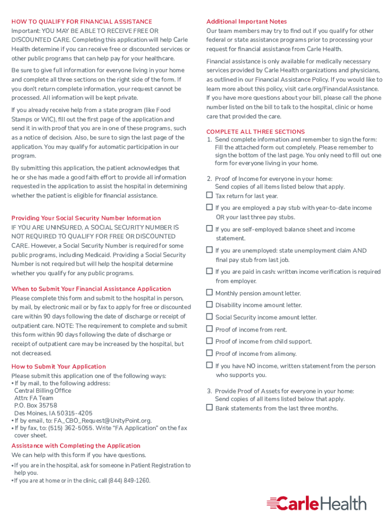 2023 Form Carle Application for Financial Assistance Fill Online, Printable, Fillable, Blank ...