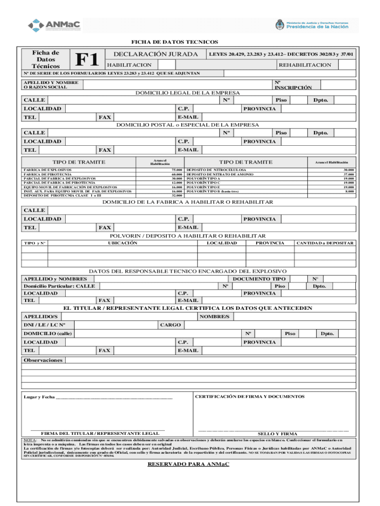 Completable En línea Ficha de Datos Tcnicos SOLICITUD DE INSPECCION DE ... Fax Email Imprimir ...