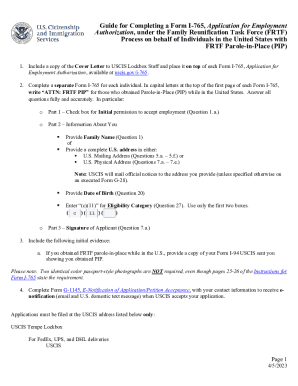 Fillable Online USCIS Guide for form I-765 Employment Authorization Ind ...